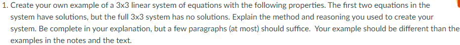 Solved Create your own example of a 3x3 linear system | Chegg.com