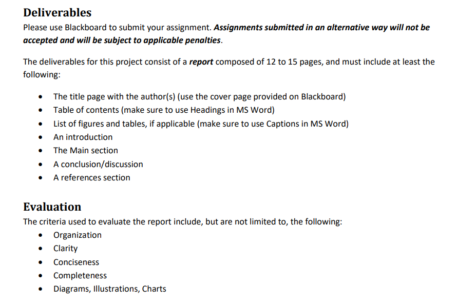 Solved Deliverables Please use Blackboard to submit your | Chegg.com