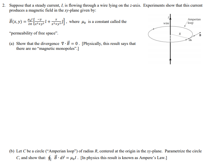 Solved Amperian loop wire 2. Suppose that a steady current, | Chegg.com