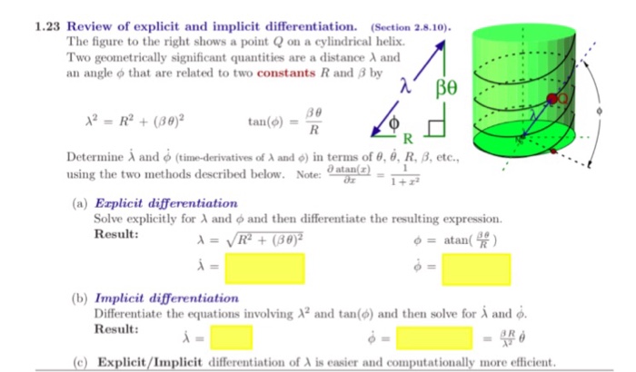 Solved 1.23 Review of explicit and implicit differentiation | Chegg.com