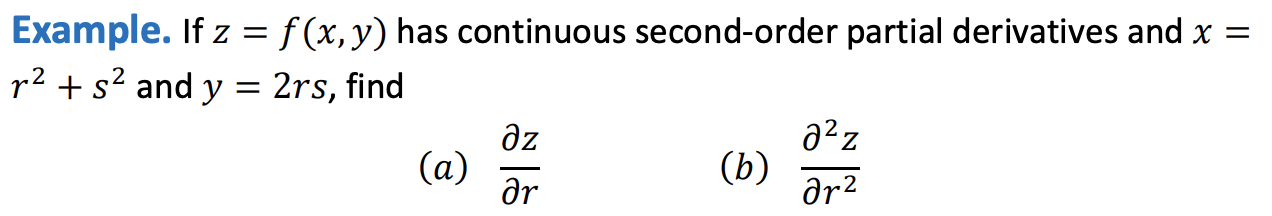 Solved Example. If z=f(x,y) has continuous second-order | Chegg.com