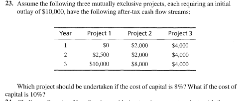 Solved 23. Assume the following three mutually exclusive | Chegg.com
