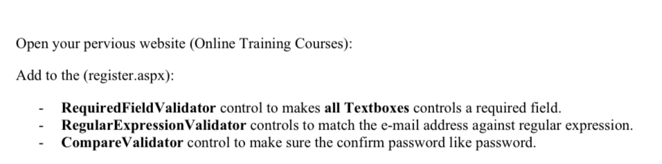 Solved Open your pervious website (Online Training Courses): | Chegg.com