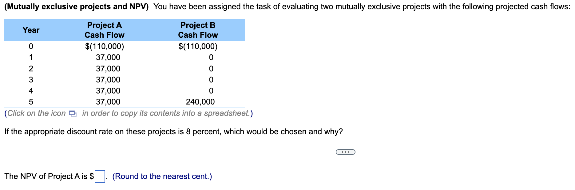 Solved If the appropriate discount rate on these projects is | Chegg.com