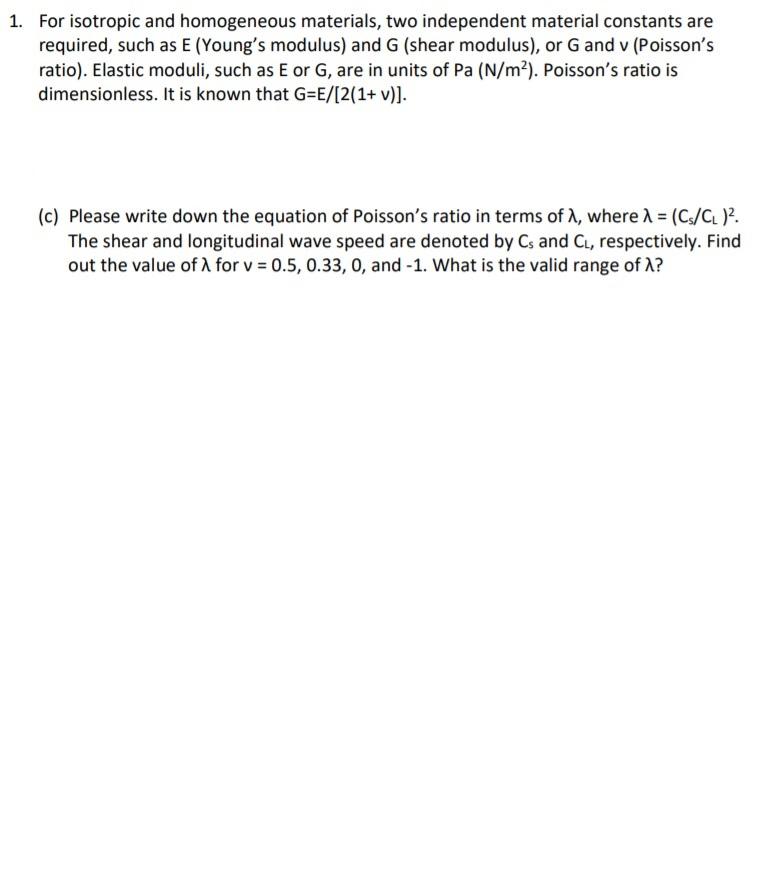 Solved 1. For isotropic and homogeneous materials, two | Chegg.com