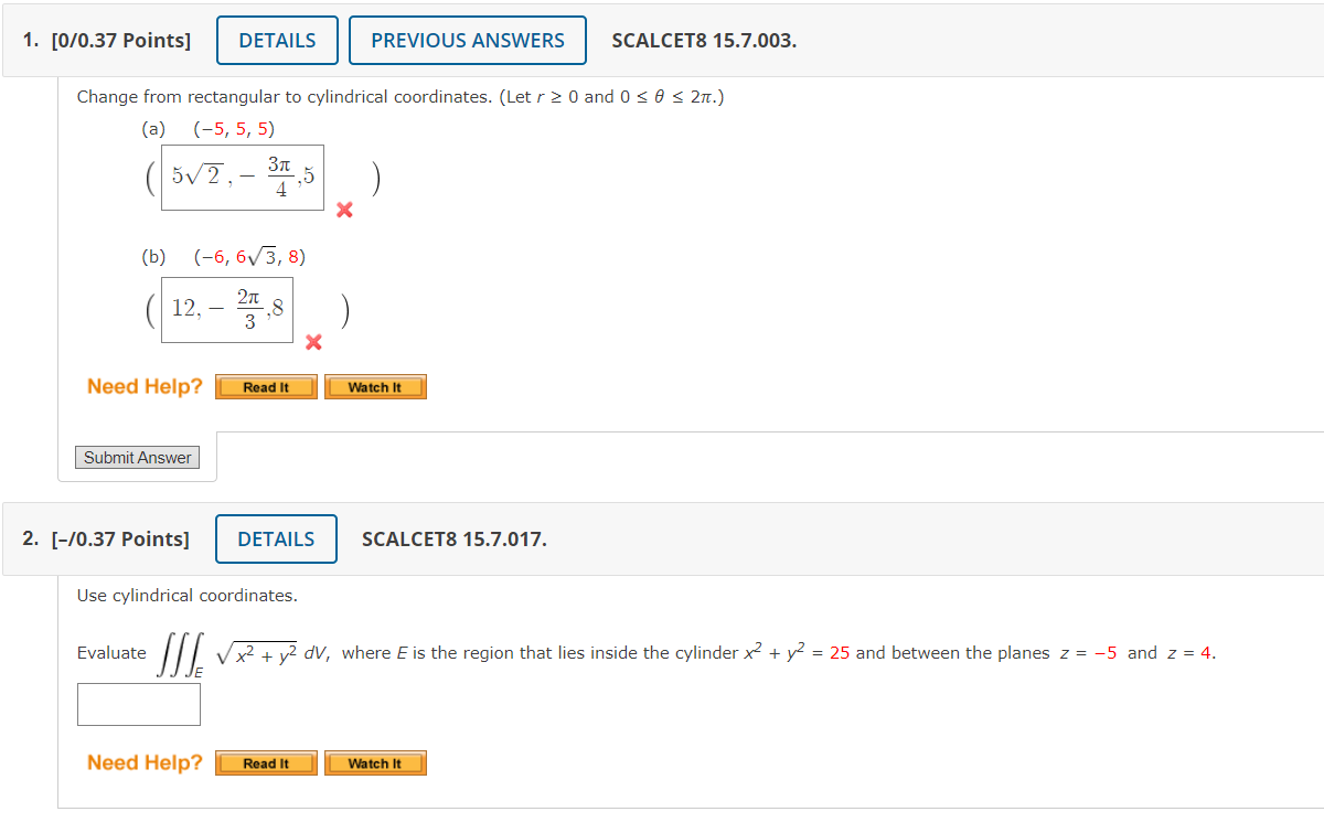Solved 1. [0/0.37 Points] DETAILS PREVIOUS ANSWERS SCALCET8 | Chegg.com