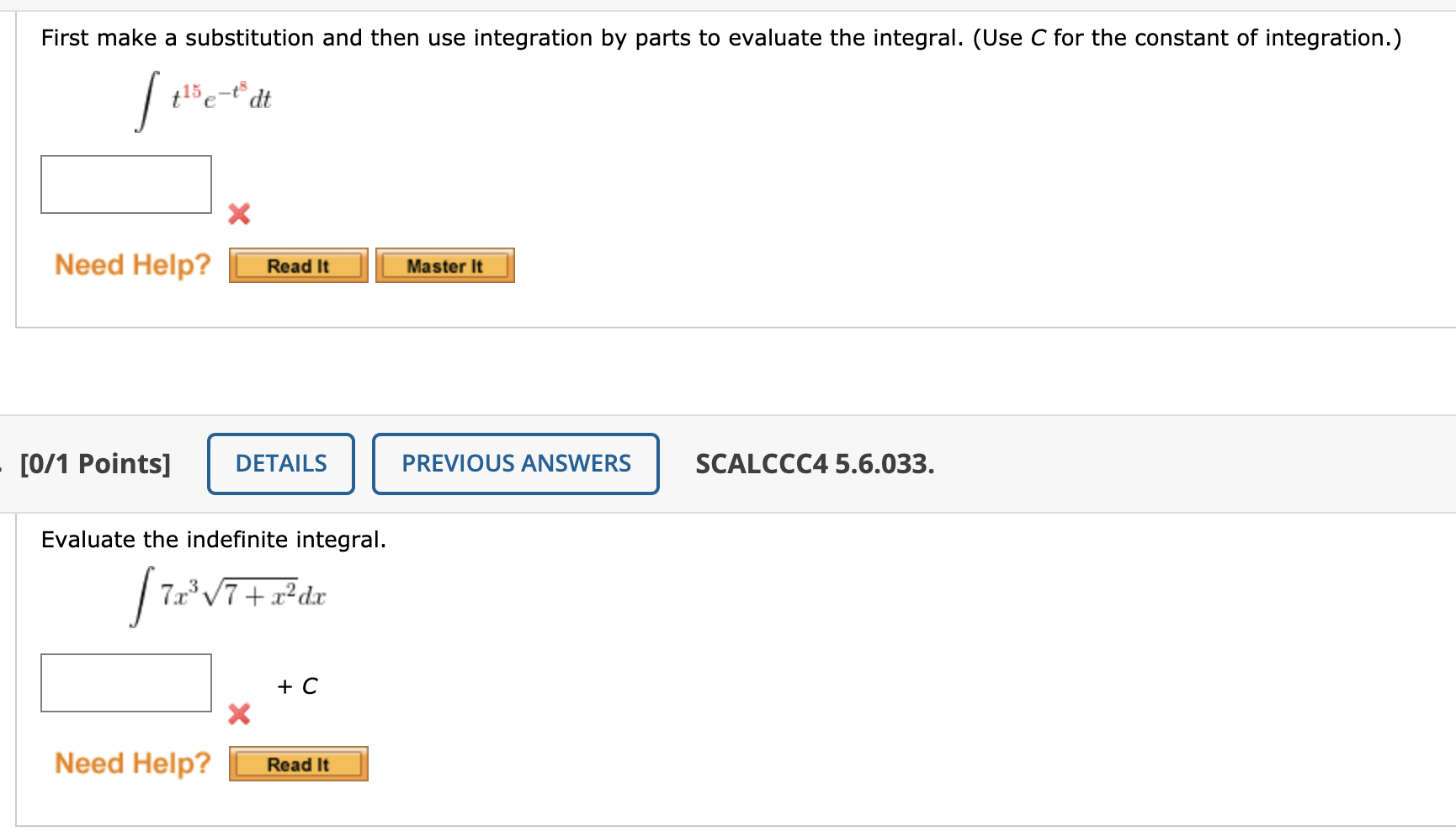 Solved First make a substitution and then use integration by | Chegg.com