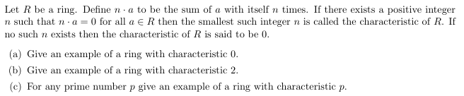 Solved Let R be a ring. Define n · a to be the sum of a with | Chegg.com