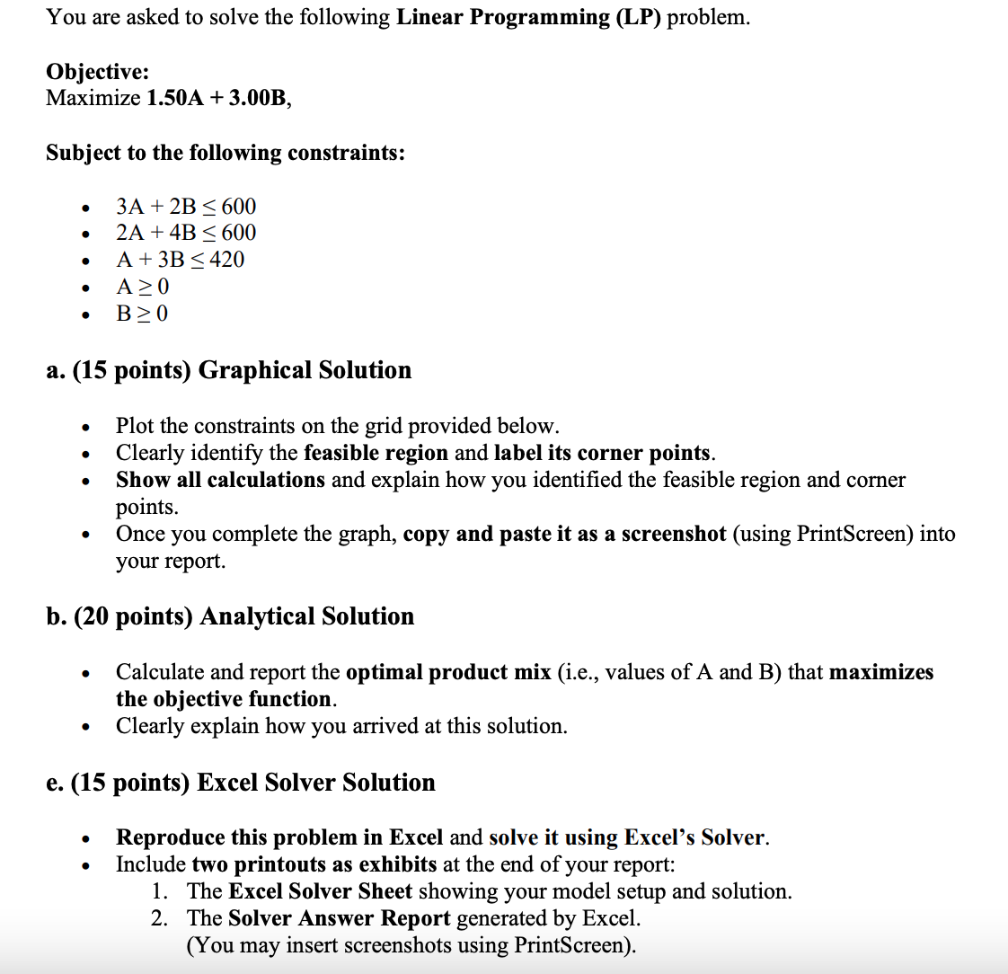 Solved You are asked to solve the following Linear | Chegg.com