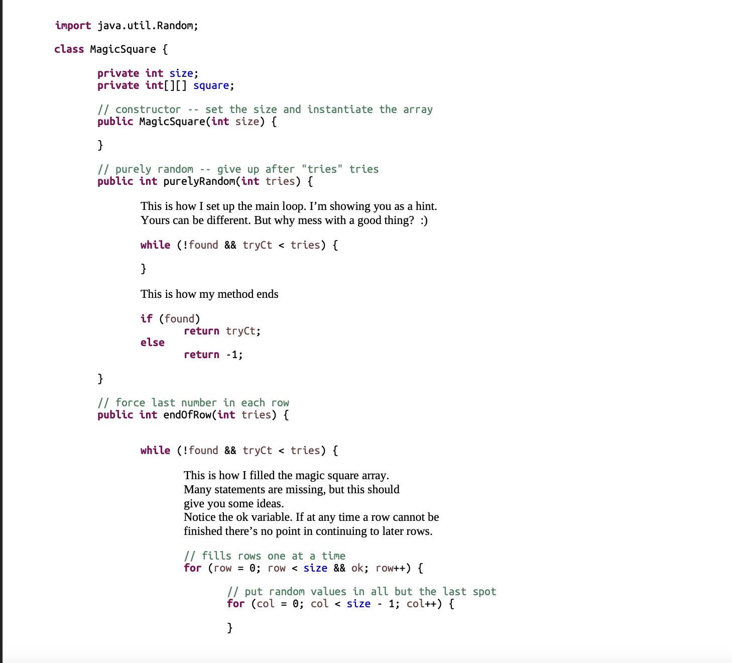 Solved Last element of each row not random. This algorithm | Chegg.com