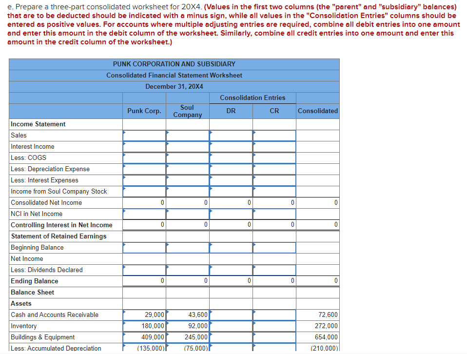 Solved Punk Corporation purchased 90 percent of Soul | Chegg.com