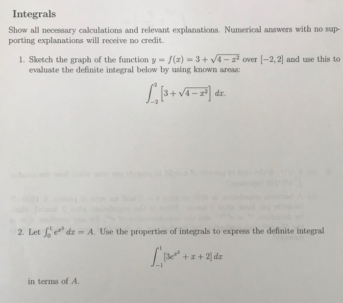 Solved Integrals Show all necessary calculations and | Chegg.com
