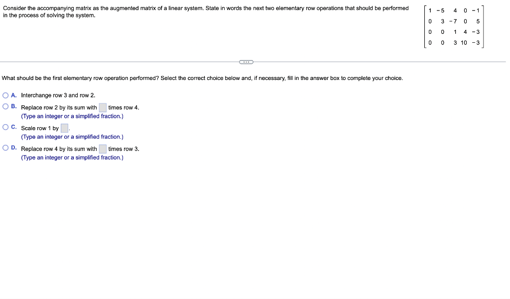 Solved What should be the first elementary row operation | Chegg.com