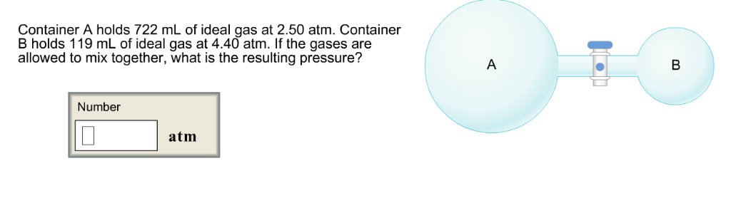 Solved Container A holds 722 mL of ideal gas at 2.50 atm. | Chegg.com