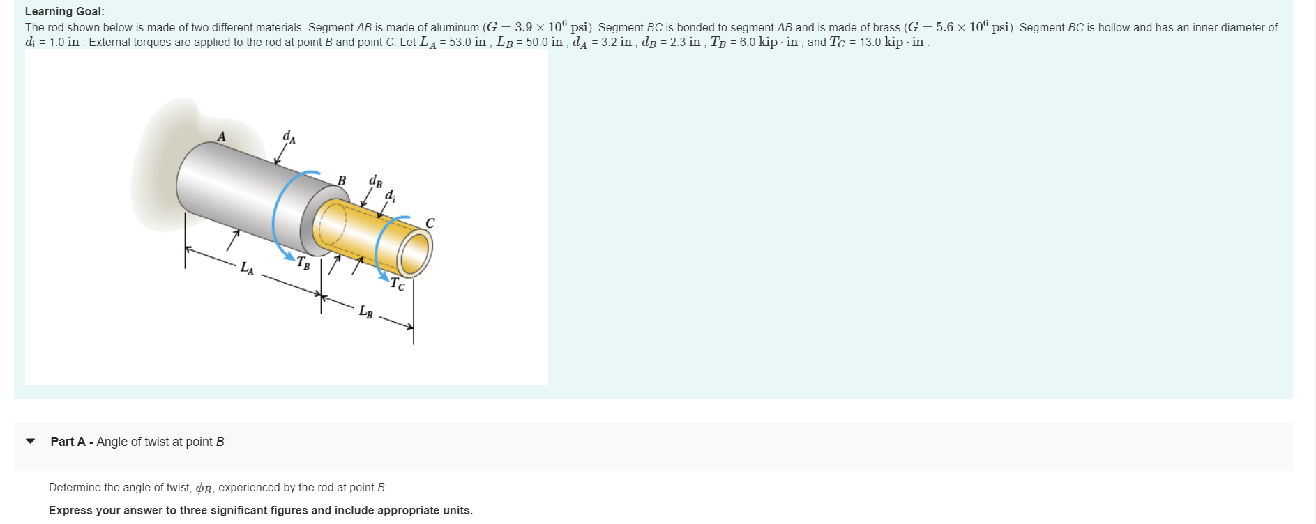 Solved The rod shown below is made of two different | Chegg.com