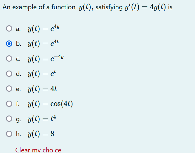 Solved An Example Of A Function Y T Satisfying