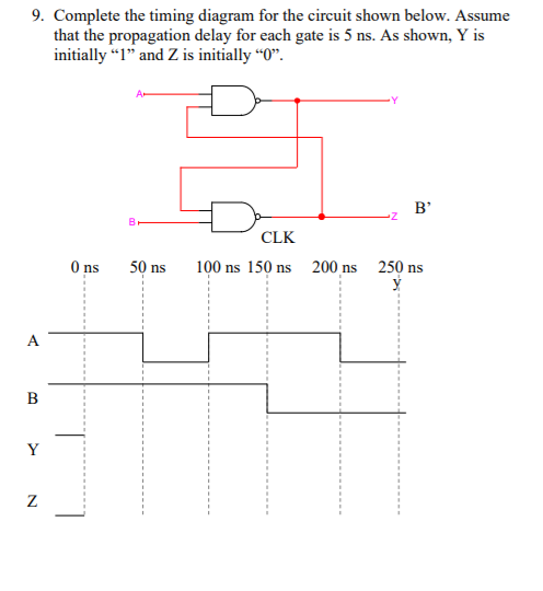 Solved 9. Complete the timing diagram for the circuit shown | Chegg.com