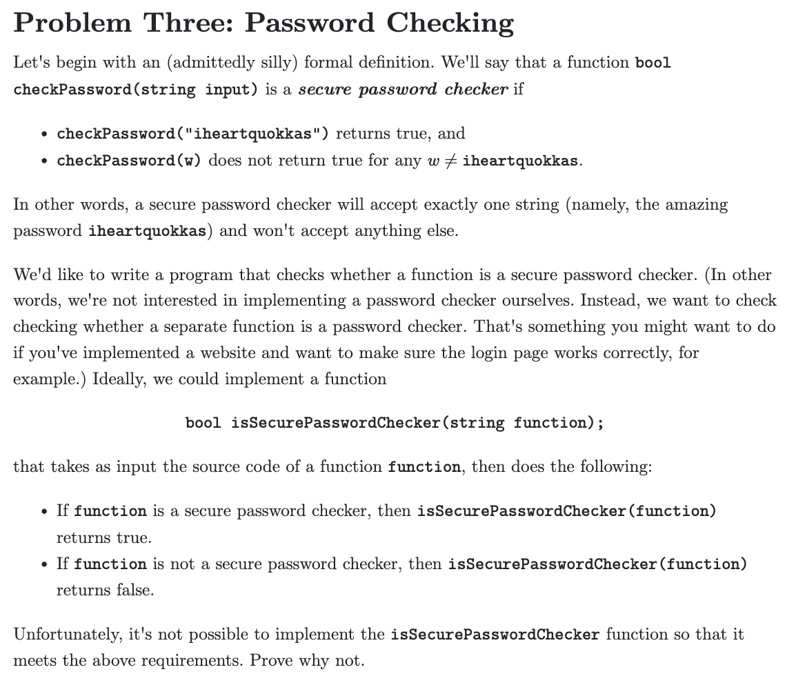 Solved Problem Three Password Checking Lets Begin With An 