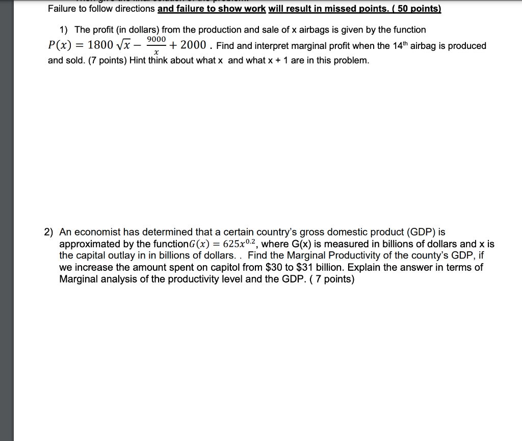 Solved Failure to follow directions and failure to show work | Chegg.com