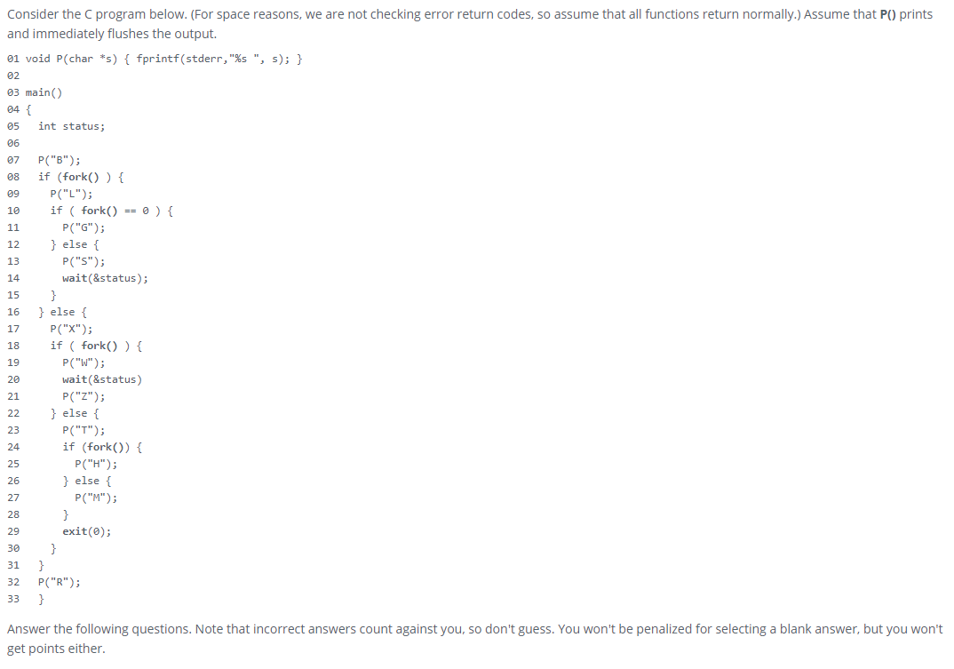Solved Consider the C program below. (For space reasons, we | Chegg.com