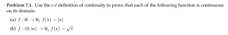 Solved Problem 7.1. Use the \\( \\varepsilon-\\delta \\) | Chegg.com