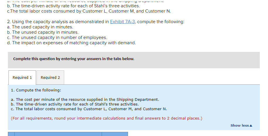 Solved Problem 7A-4 (Algo) Time-Driven Activity-Based | Chegg.com