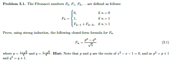 Solved Problem 3.1. The Fibonacci numbers Fo, F1, F2, .. are | Chegg.com