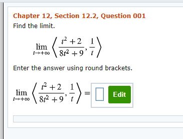 Solved Chapter 12, Section 12.2, Question 001 Find the | Chegg.com