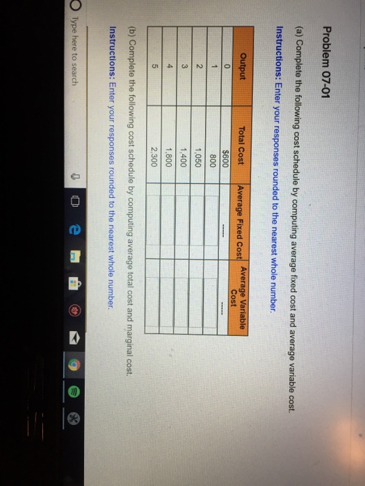 Solved Problem 07-01 (a) Complete the following cost | Chegg.com