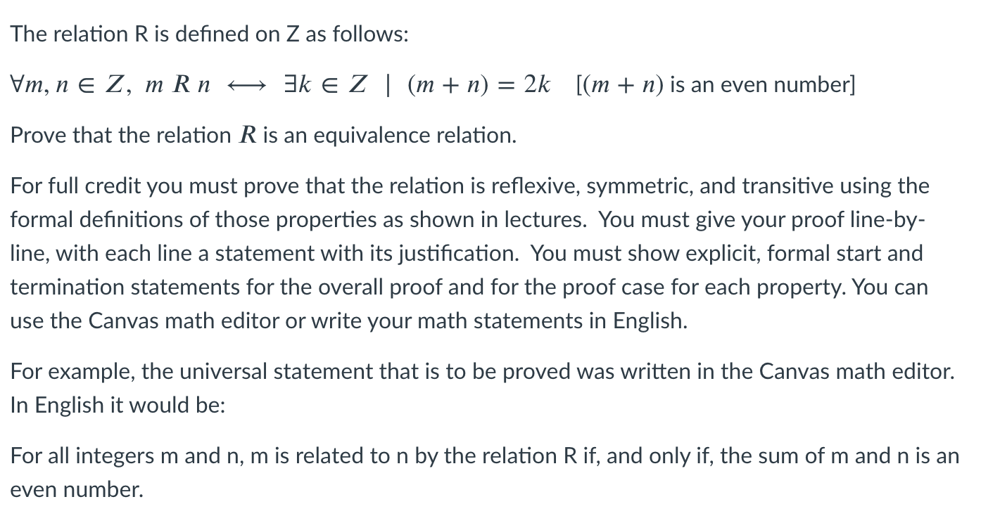 Solved The relation R is defined on Z as follows: Vm, n e Z, | Chegg.com
