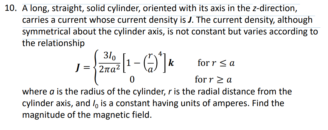 Solved A long, straight, solid cylinder, oriented with its | Chegg.com
