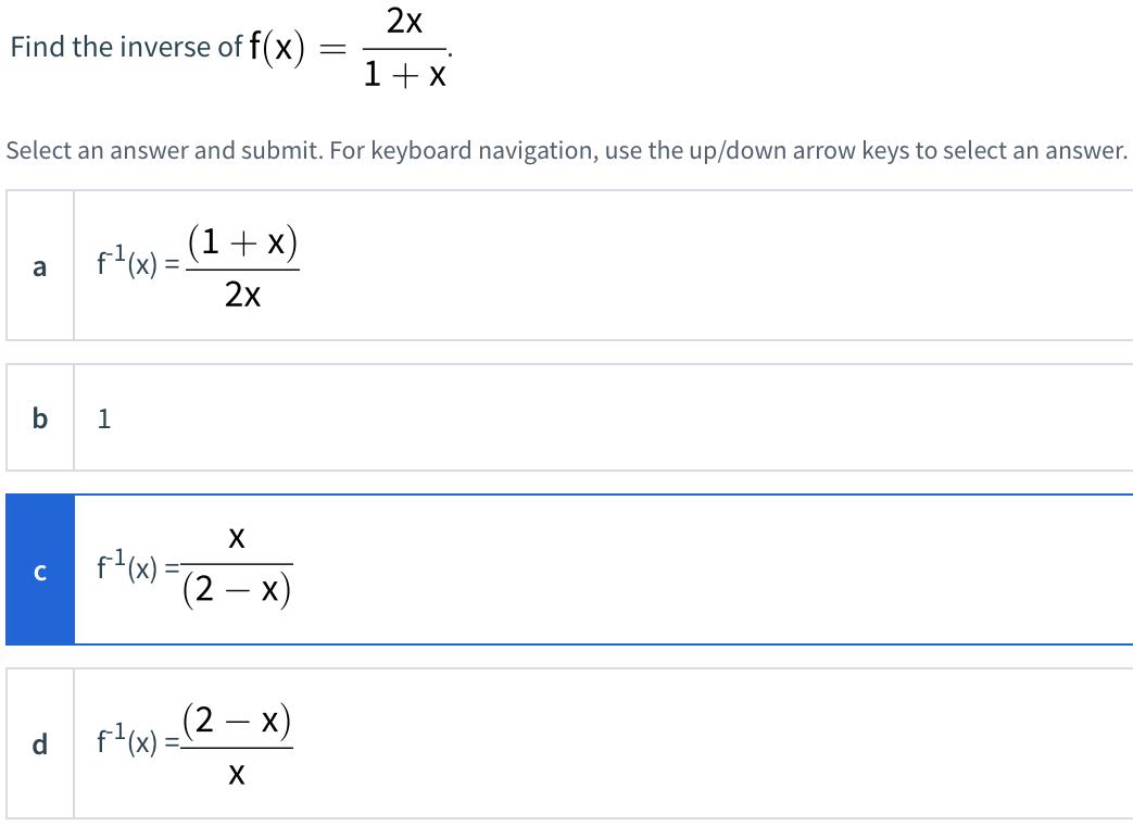 Solved Does an inverse function exist for the following | Chegg.com