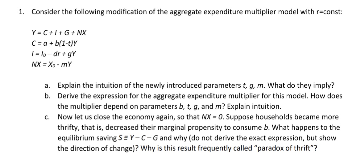 Solved 1. Consider the following modification of the | Chegg.com