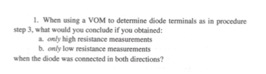 2. VOM 1 will be used to measure the resistance of a | Chegg.com