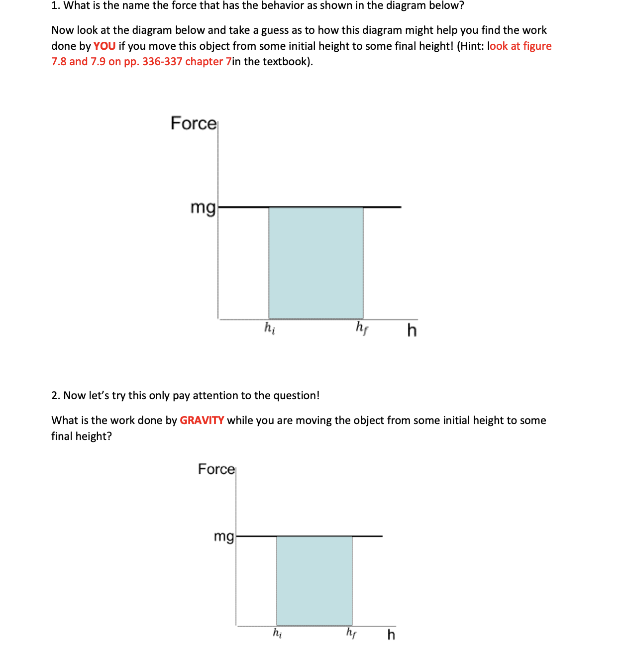 Solved 1. What is the name the force that has the behavior | Chegg.com