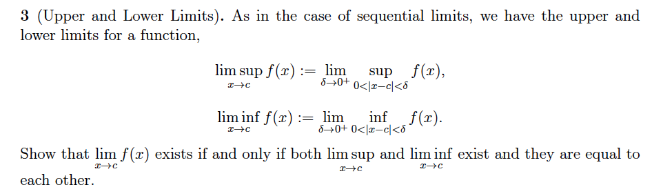 Solved 3 (Upper and Lower Limits). As in the case of | Chegg.com