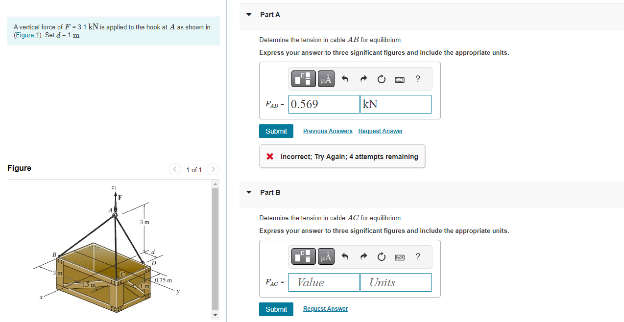 Solved A vertical force of F=3.1kN is applied to the hook at | Chegg.com