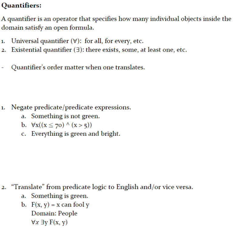 Solved Quantifiers: A quantifier is an operator that | Chegg.com