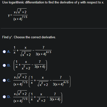 Solved Use logarithmic differentiation to find the | Chegg.com