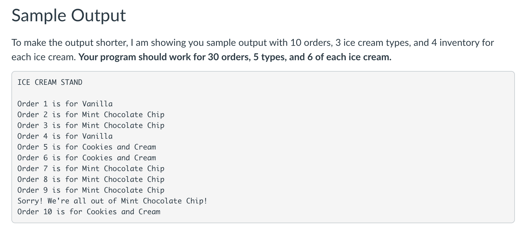 Solved Write a program that manages an ice cream | Chegg.com