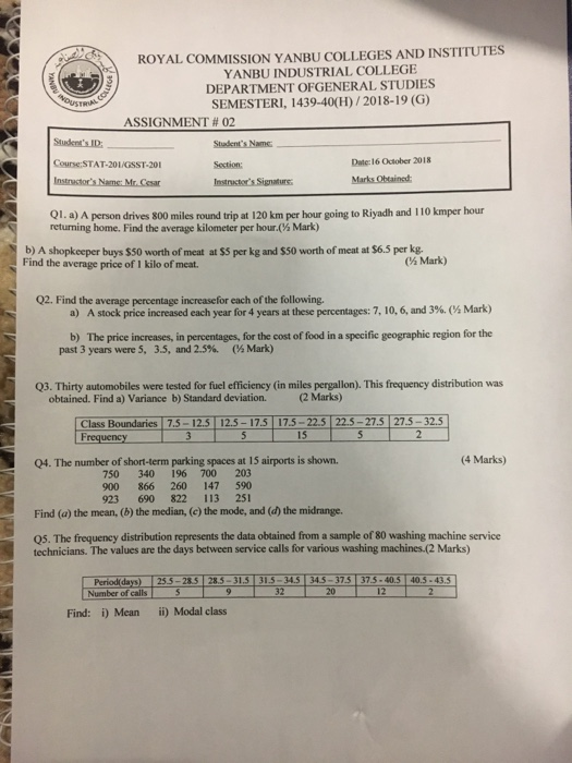 Solved ROYAL COMMISSION YANBU COLLEGES AND INSTITUTES YANBU | Chegg.com