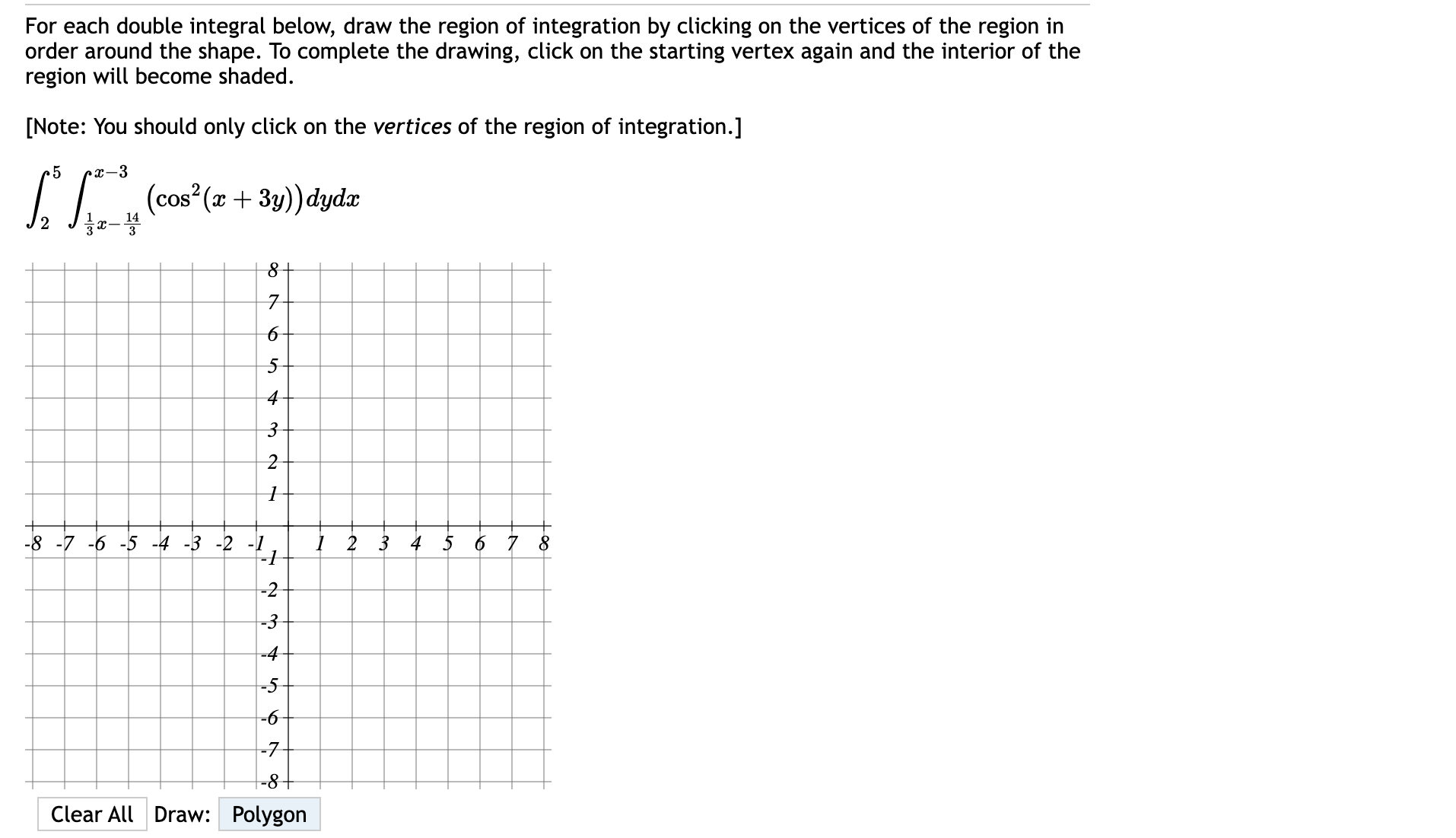Solved For each double integral below, draw the region of | Chegg.com