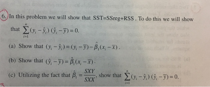 Solved 6.In this problem we will show that SST-sSreg+RSS. To | Chegg.com