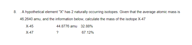 Solved 8. A hypothetical element Solved 8. A hypothetical element