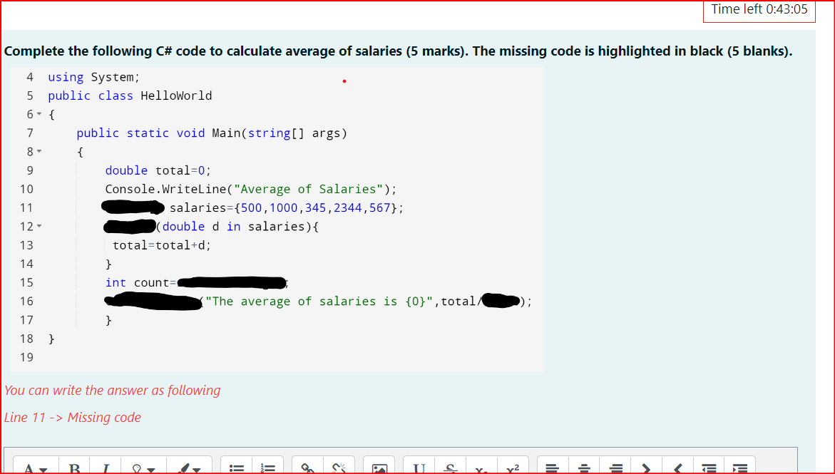 Solved Complete the following # code to calculate average of | Chegg.com