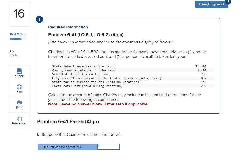 Solved Problem 6-38 (LO 6-2) (Algo) [The following | Chegg.com