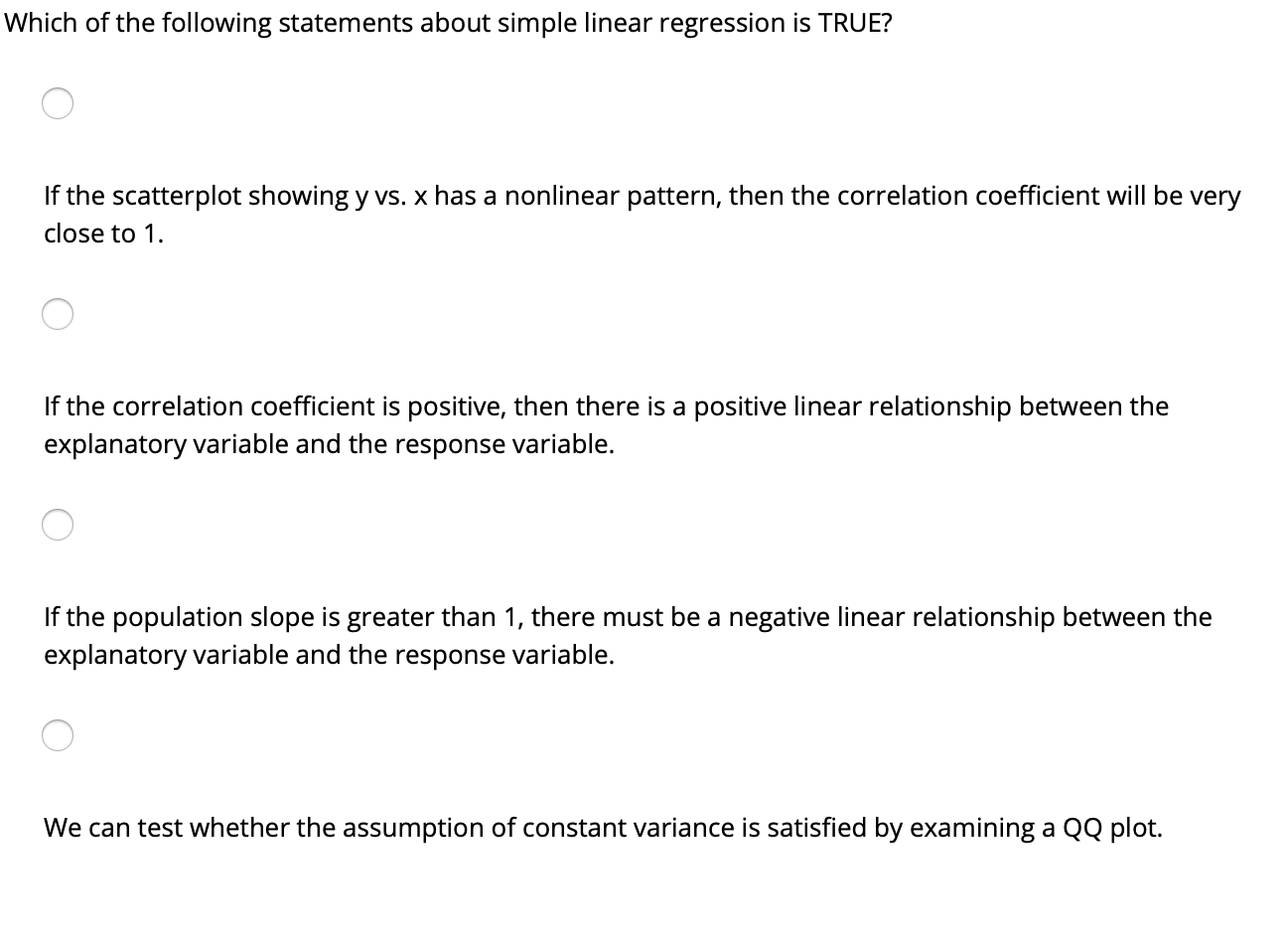 Solved Which of the following statements about simple linear | Chegg.com