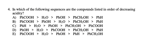 4. In which of the following sequences are the | Chegg.com