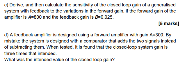 Solved c) Derive, and then calculate the sensitivity of the | Chegg.com