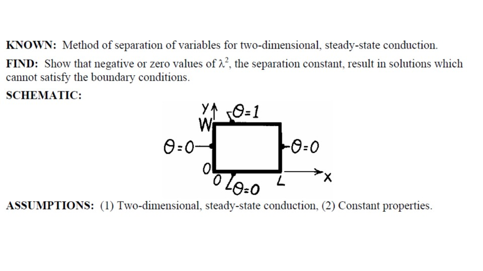 KNOWN: Method of separation of variables for | Chegg.com